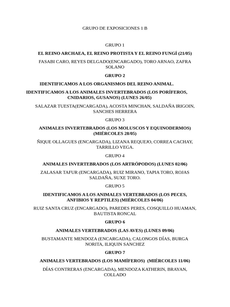 Grupo de Exposiciones 1 B | PDF