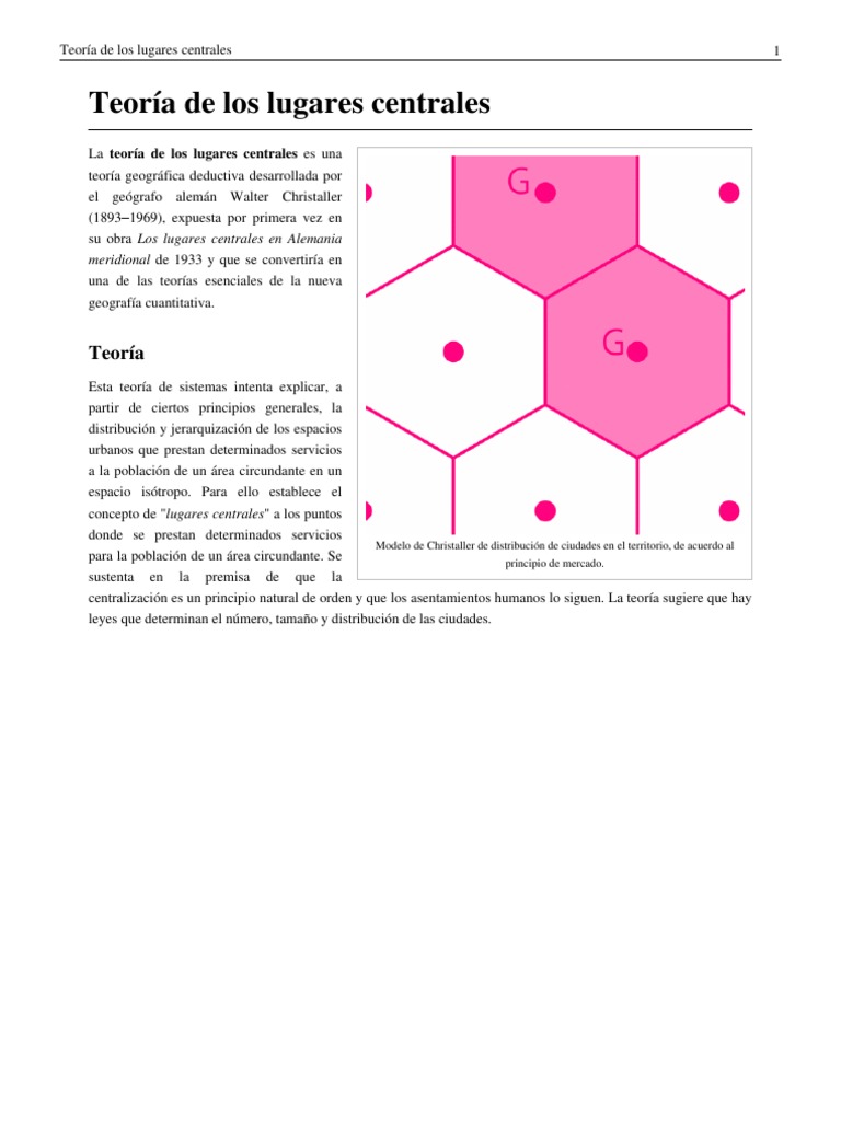 Teoria de Los Lugares Centrales | PDF | Interacciones de disciplina ...