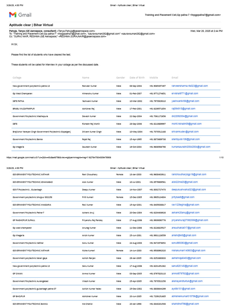 Gmail - Aptitude Clear - GE Aerospace | PDF
