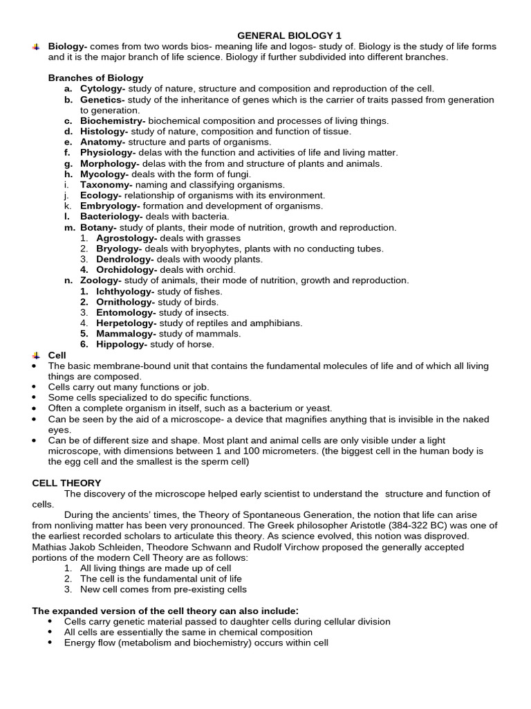 Overview of General Biology Concepts | PDF | Cell (Biology) | Biology
