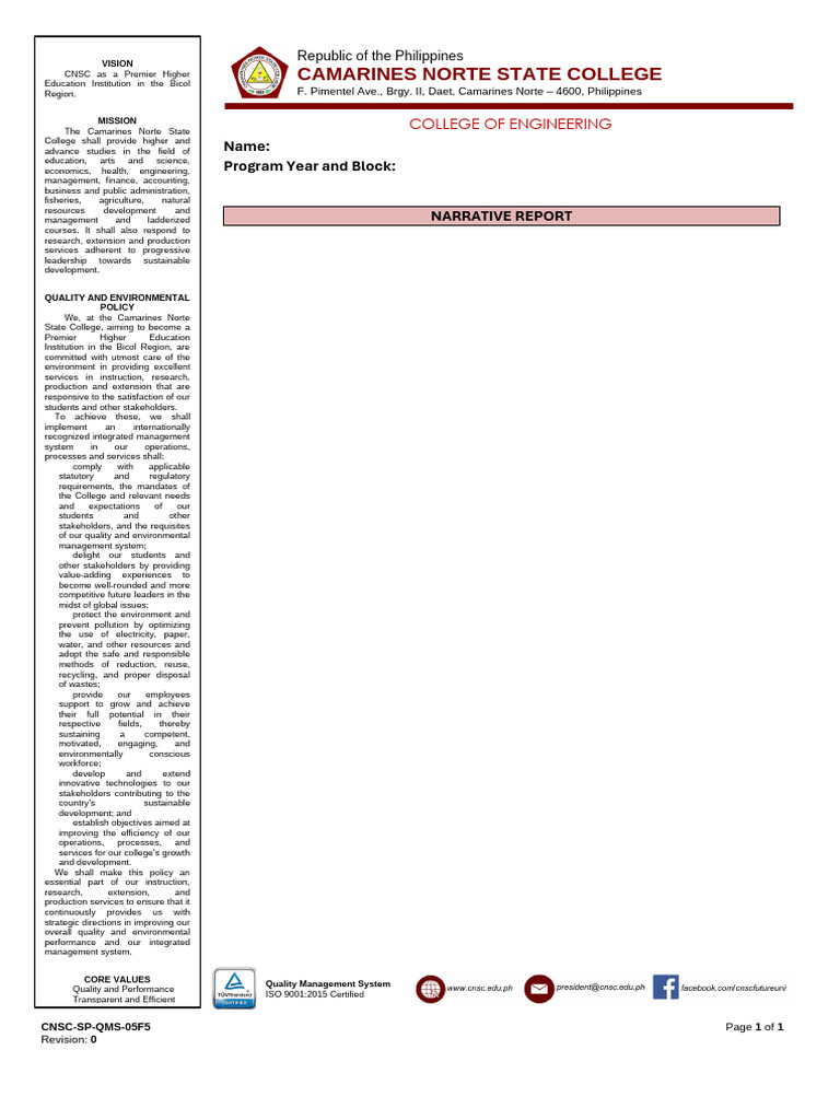 Narrative Report Format 2 | PDF | Waste Management | Environment