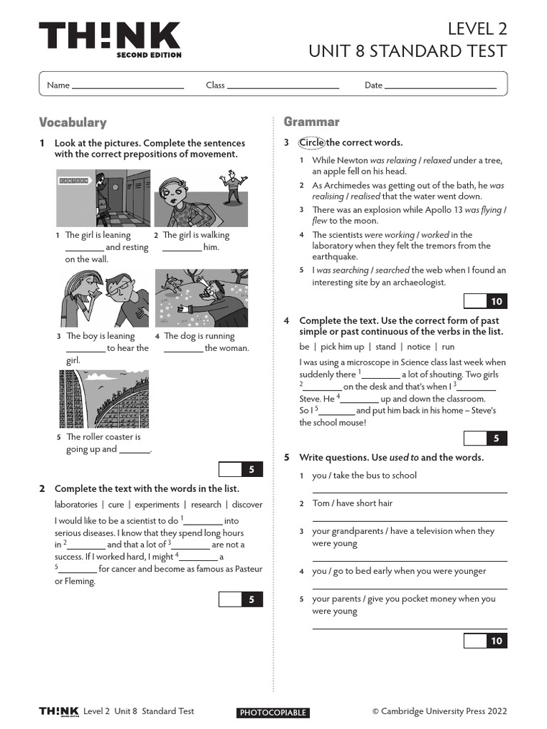 Thk2e BrE L2 Unit Test Standard 8 | PDF | Linguistics