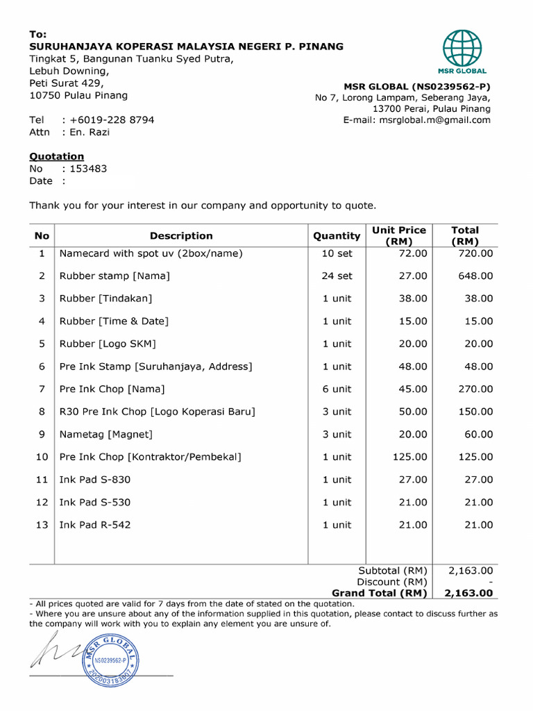 Quot Msr153483 (Update) | PDF