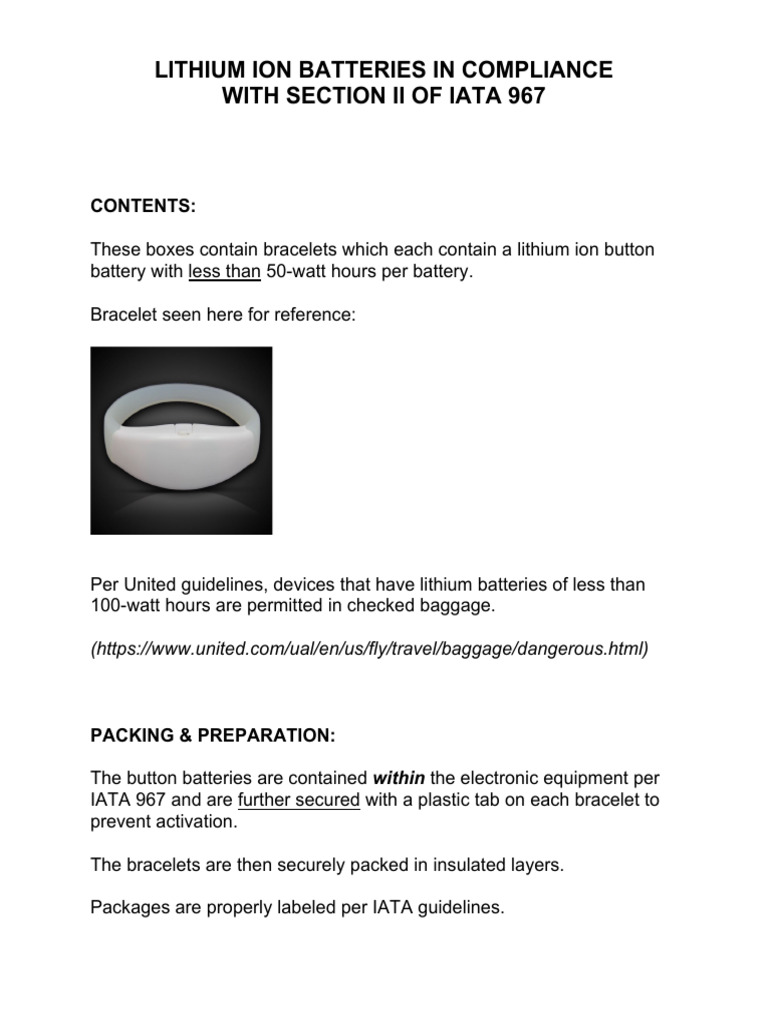 IATA 967 Compliance for Lithium Batteries | PDF
