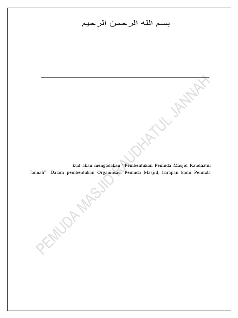 Proposal Pembentukan Pemuda Masjid Raudhatul Jannah-F | PDF
