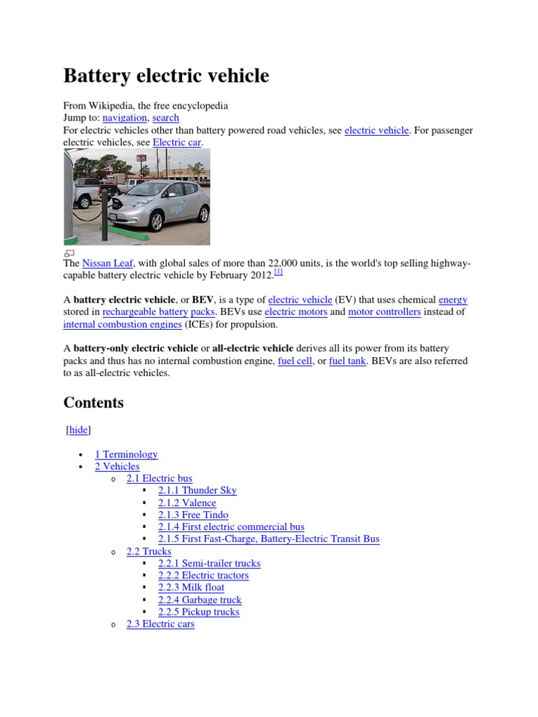 Battery Electric Vehicle | PDF | Electric Car | Plug In Hybrid