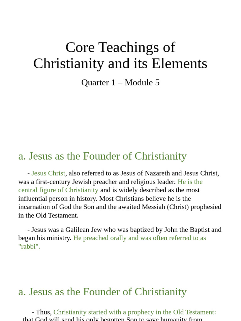 Core Teachings of Christianity and Its Elements | PDF | Jesus ...