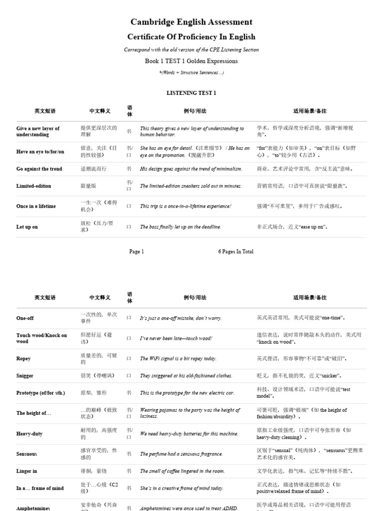 Book 1 TEST 1 Golden Expressions | PDF