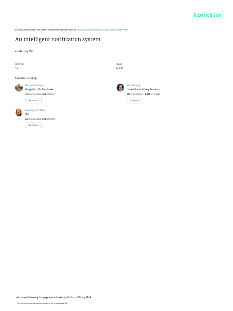 An Intelligent Notification System | PDF | Privacy | Computer Network
