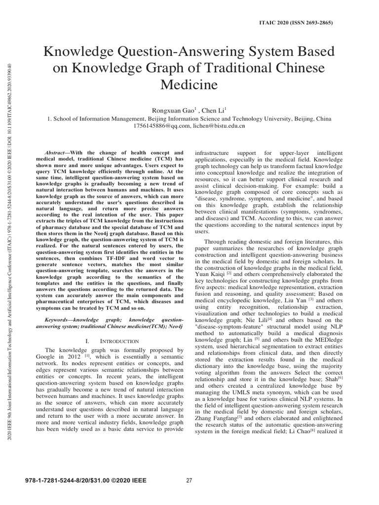 TCM Knowledge Graph Question-Answering System | PDF | Traditional ...