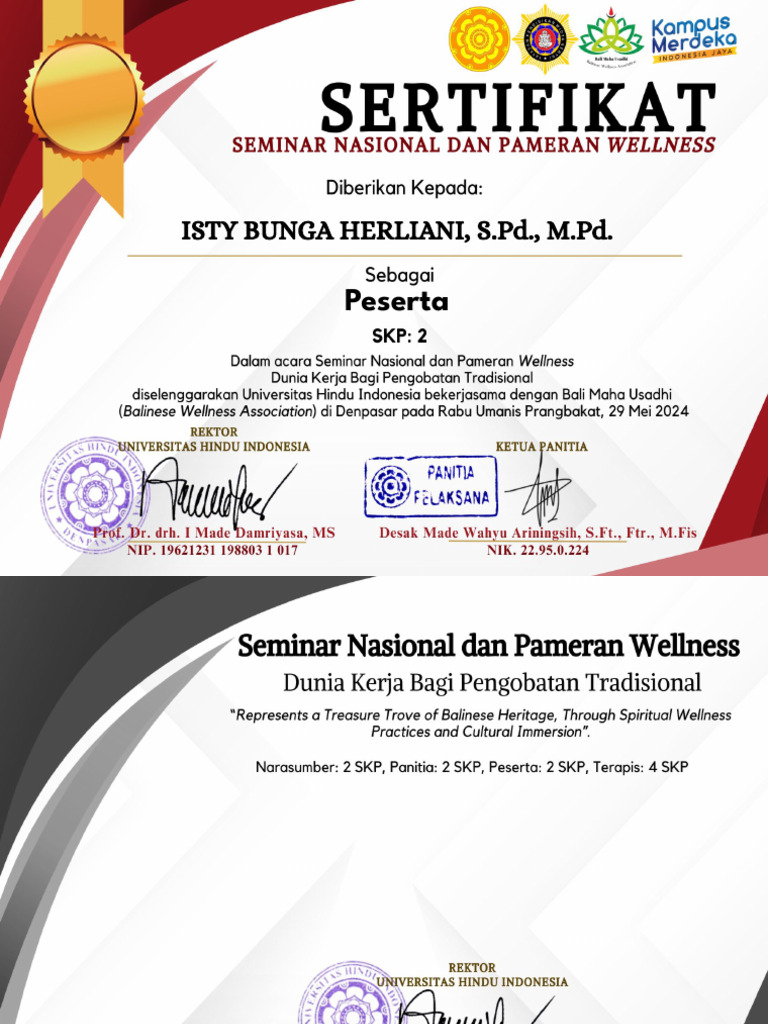 E-Sertifikat Isty Bunga Herliani, S.PD., M.pd. | PDF