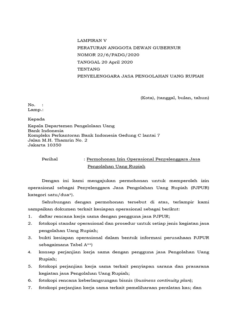 Permohonan Izin PJPUR 2020 | PDF