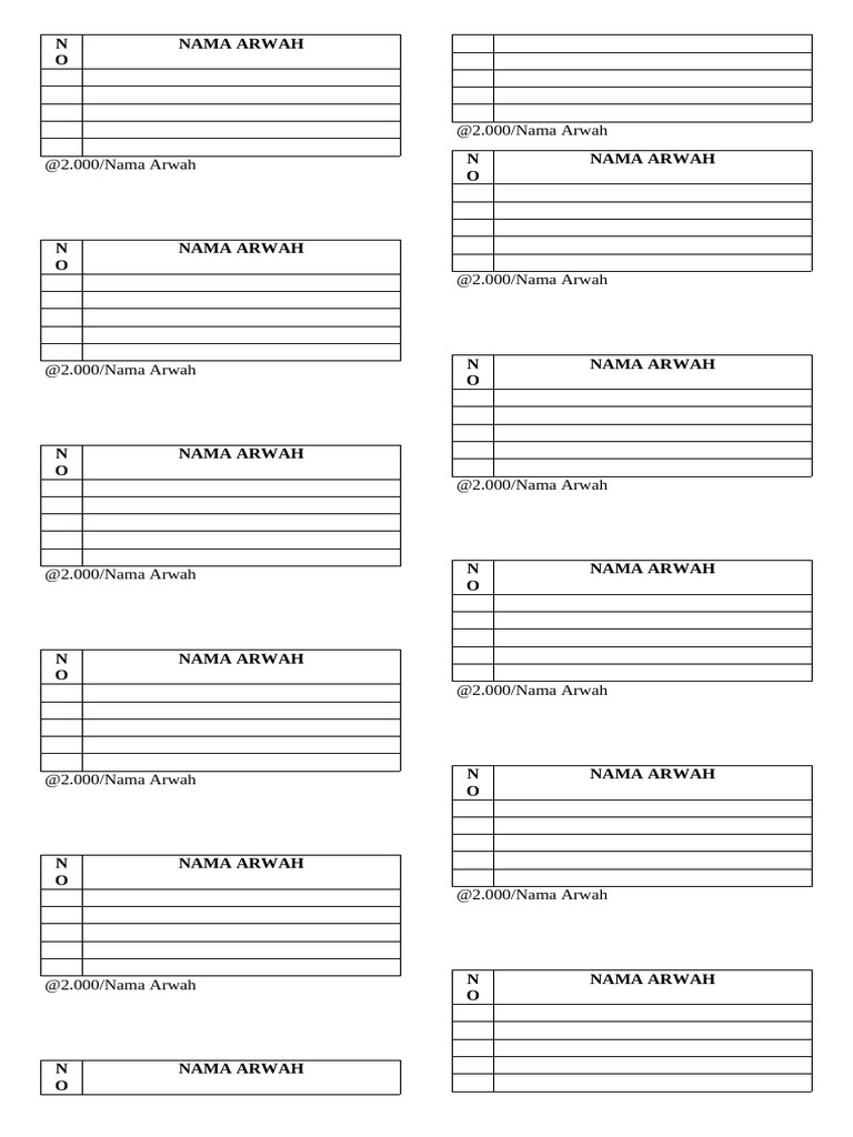Blanko Nama Arwah | PDF