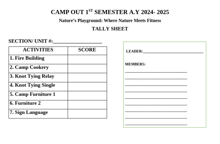 Camp Out Template | PDF