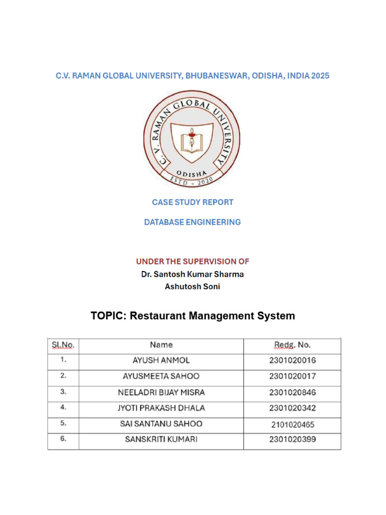 TOPIC - Restaurant Management System | PDF | Databases | Relational ...