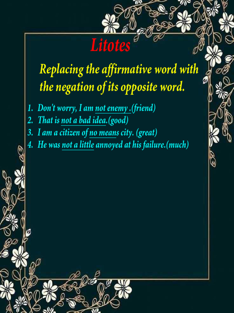 Replacing The Affirmative Word With The Negation of Its Opposite Word | PDF