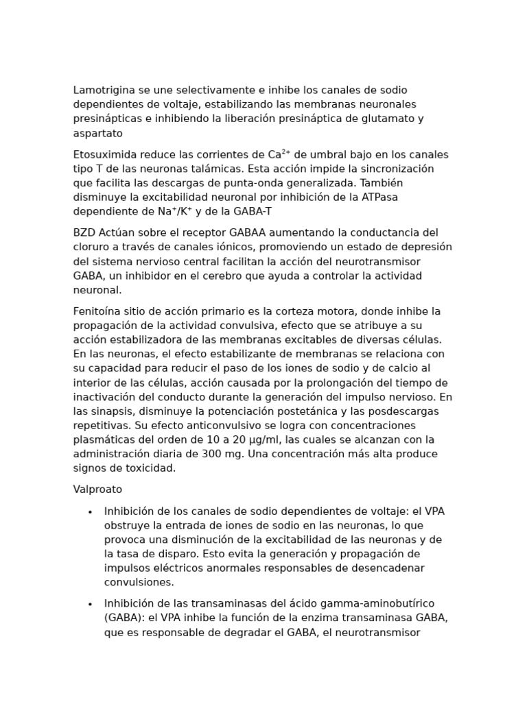 Mecanismos de Acción Anticonvulsivantes | PDF | Sinapsis | Neurona