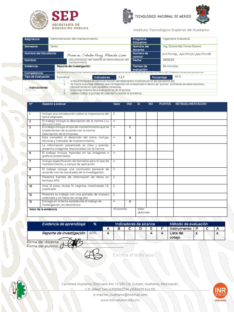 Reporte de Investigacion Tema 5 | PDF | Calidad (comercial ...
