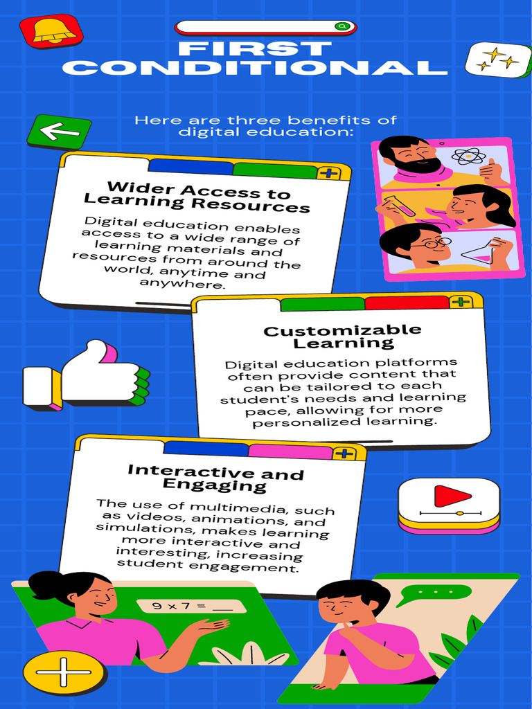 Blue Illustrative 3 Benefits of Digital Education Infographic | PDF