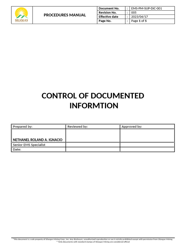 Control of Documented Information | PDF