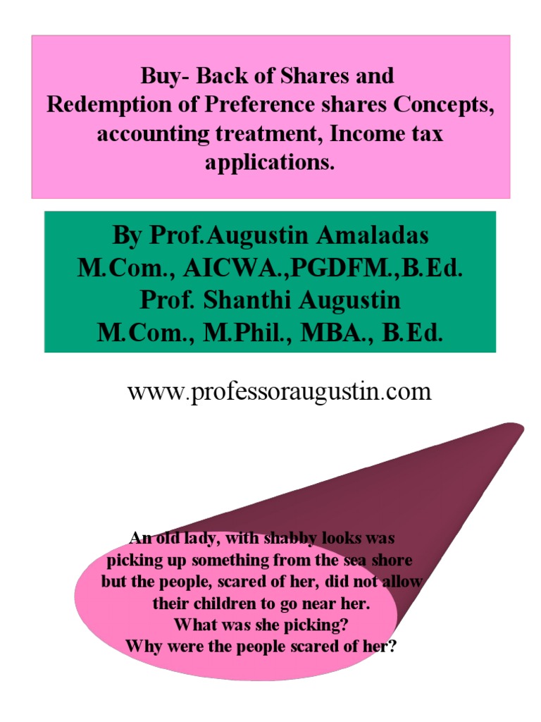 Buyback and Redemption of Shares Explained | PDF | Share Repurchase ...