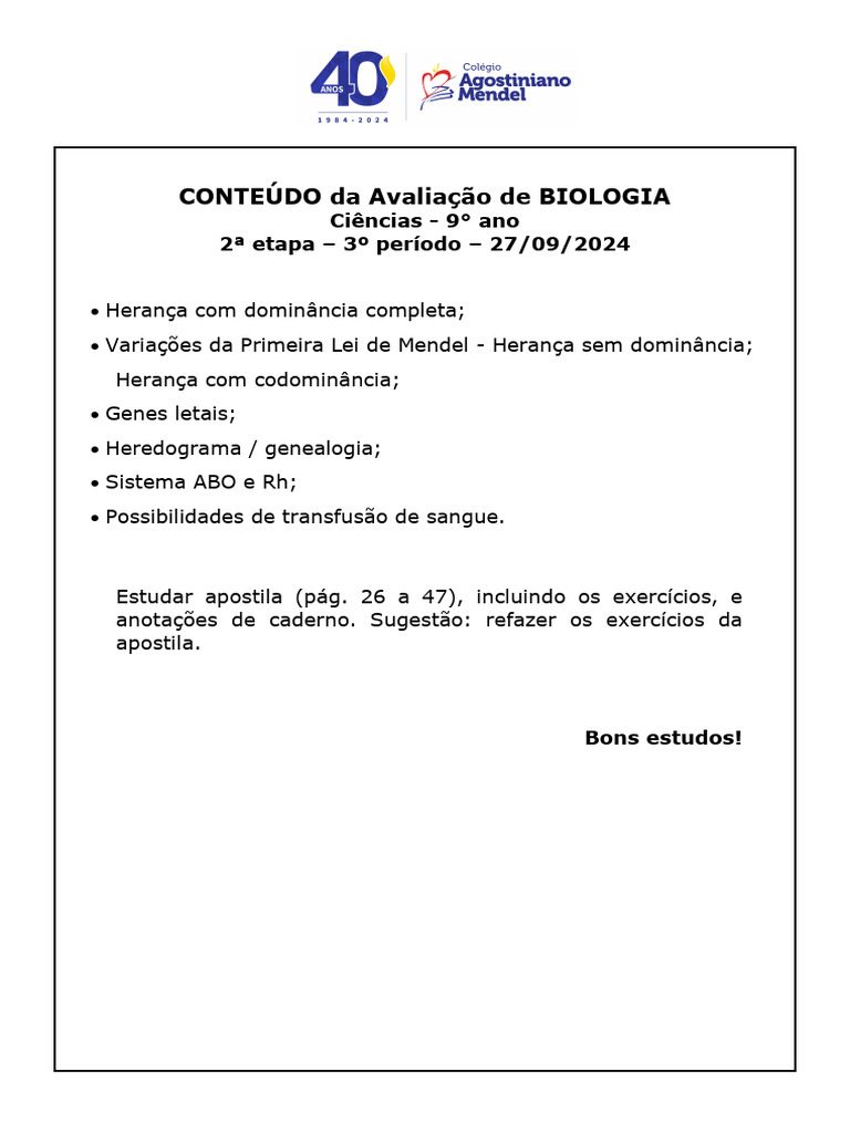 Biologia Conteudo 2 Aet 3 Oper | PDF