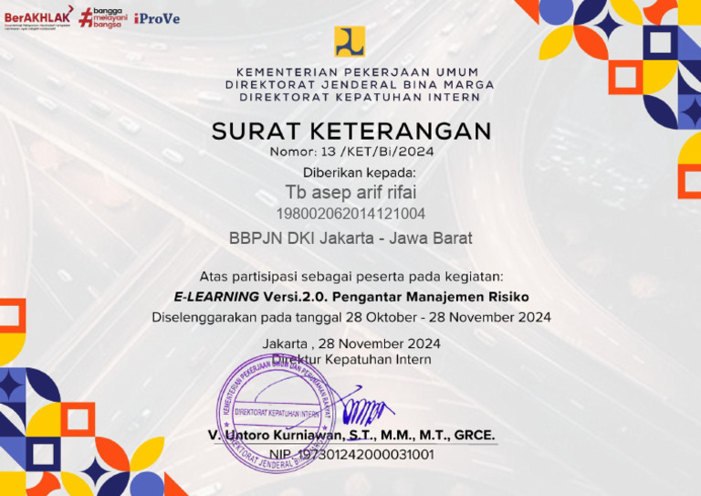 TB Asep Arif Rifai BBPJN DKI Jakarta - Jawa Barat | PDF