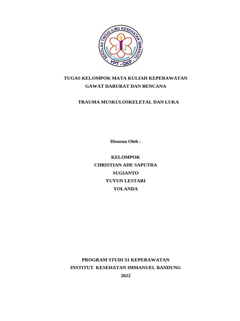 Tugas Kelompok Gadar Muskuloskeletal | PDF