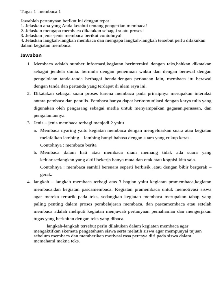Tugas 1 Membaca 1 | PDF