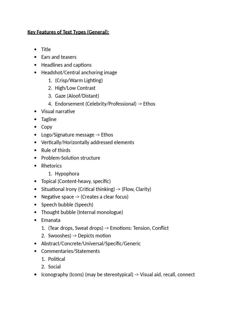 Key Features of Text Types | PDF
