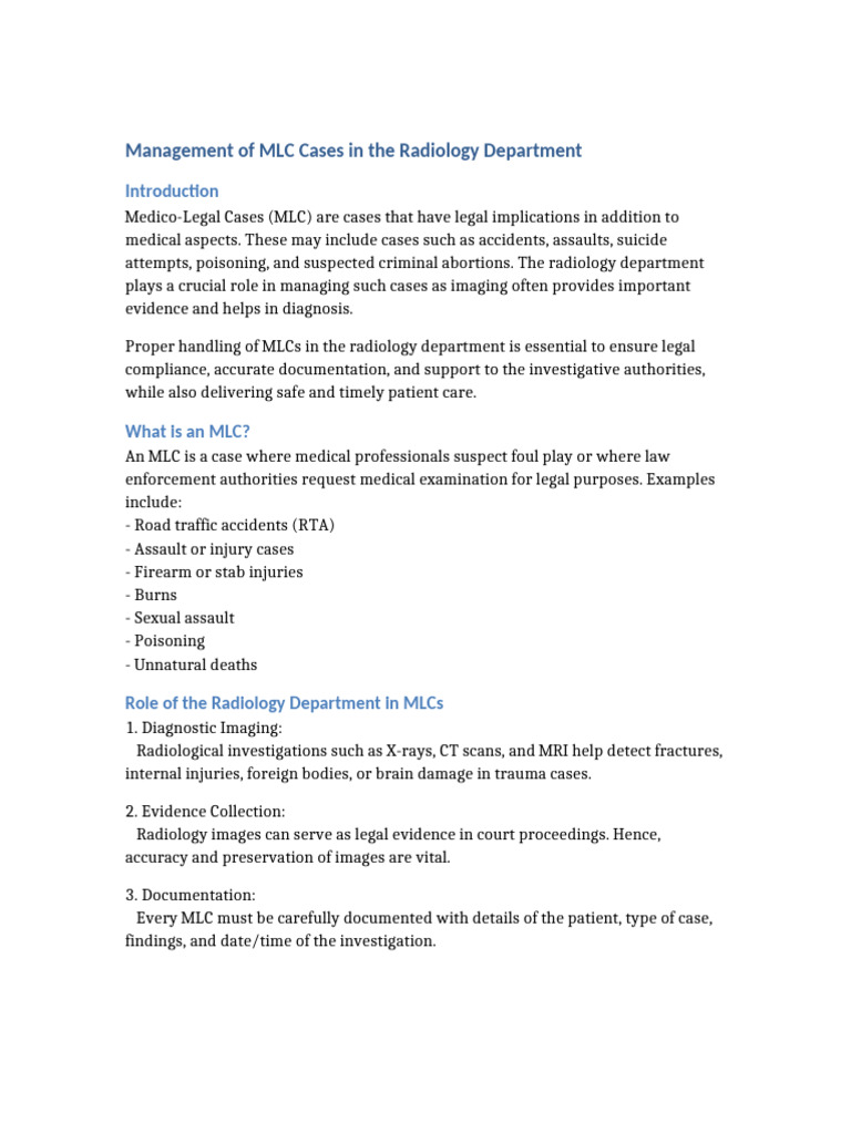 MLC Management in Radiology Assignment | PDF | Radiology | Medical Imaging