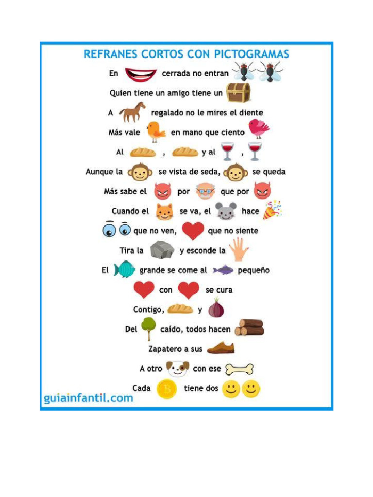 Actividades de Dichos y Refranes | PDF