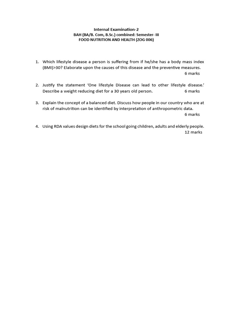 Internal Examination FNH 2024 | PDF