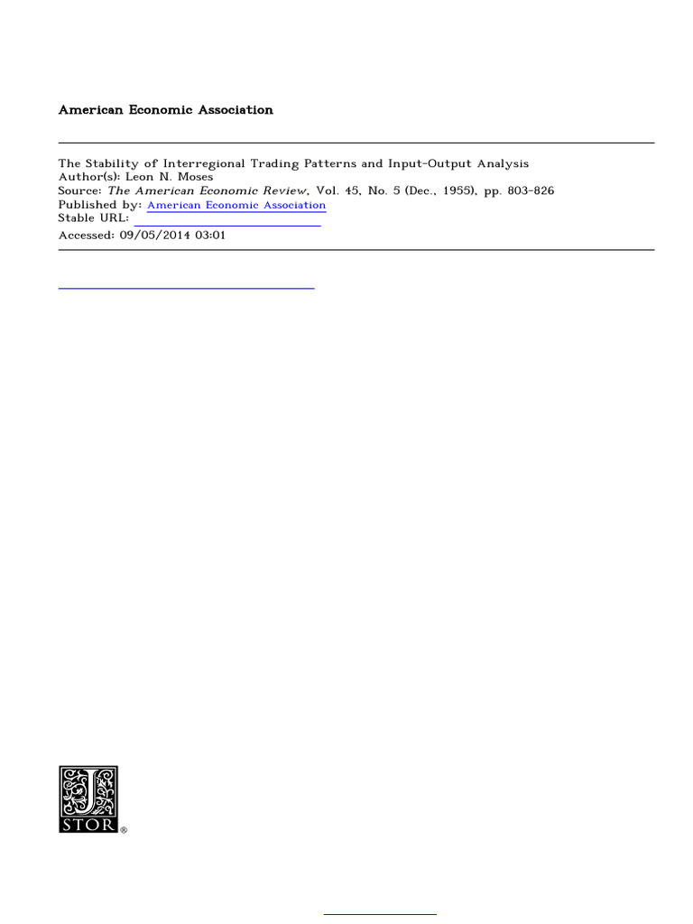 The Stability of Interregional Trading Patterns and IOA | PDF | Input–Output Model | Economies