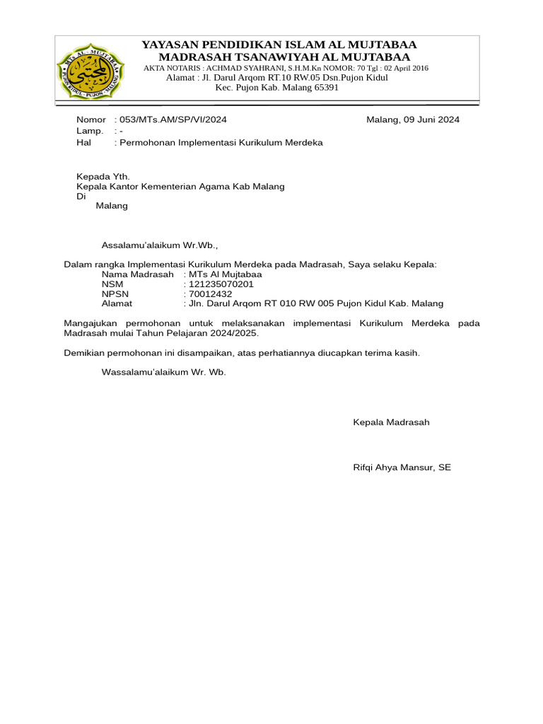 Surat Permohonan | PDF