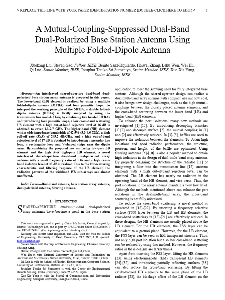 A Mutual Coupling Suppressed Dual Band Dual Polari | PDF | Wireless | Radio Technology