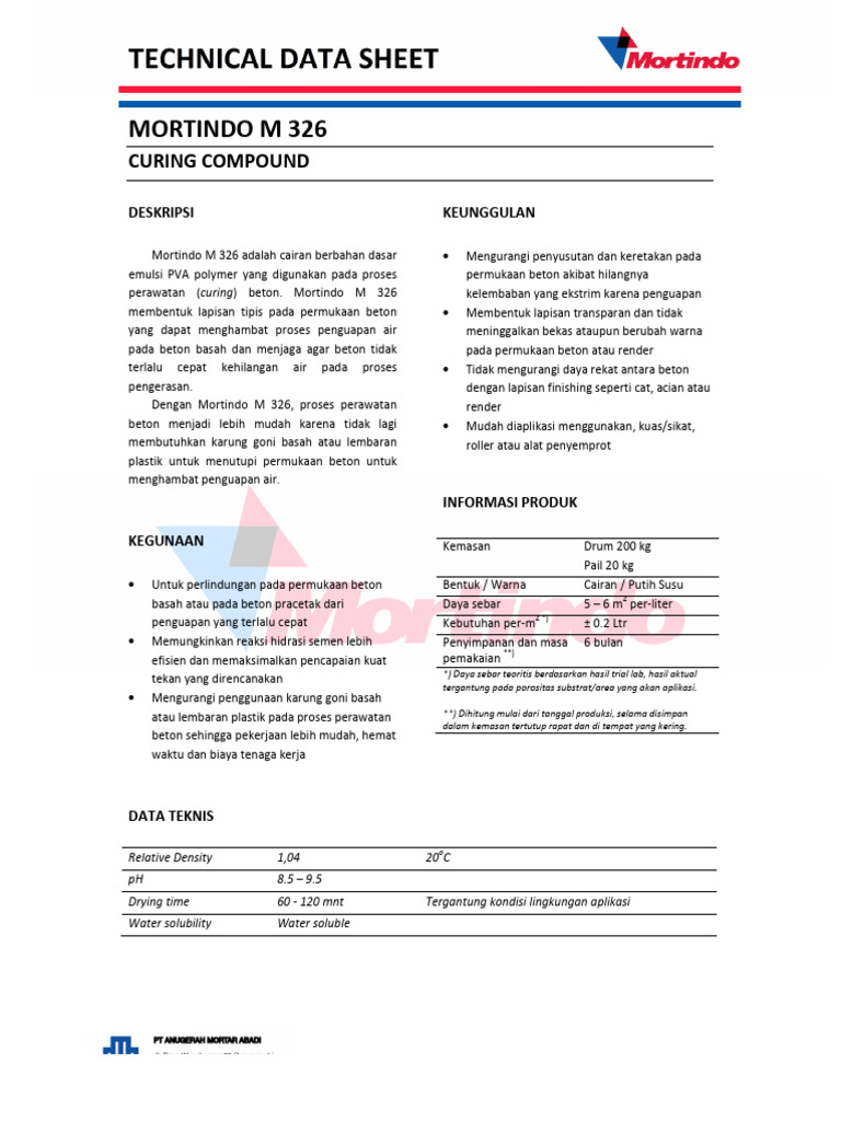 Curing Compound Mortindo M 326 | PDF