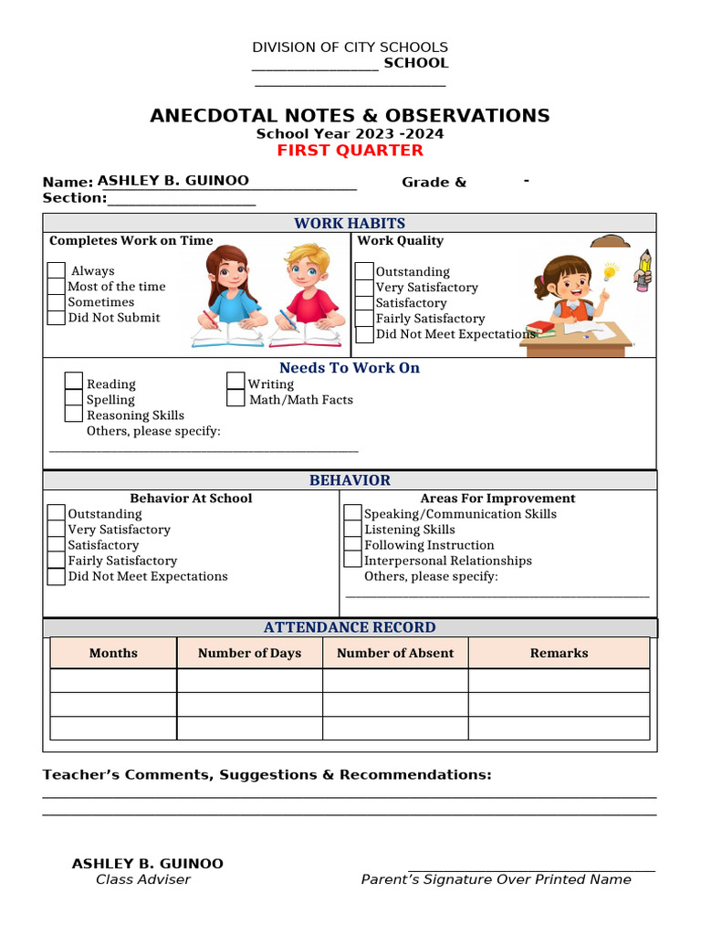 Anecdotal Notes & Observations | PDF | Communication | Psychology