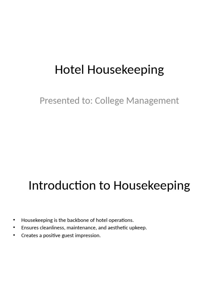 Hotel Housekeeping Presentation | PDF