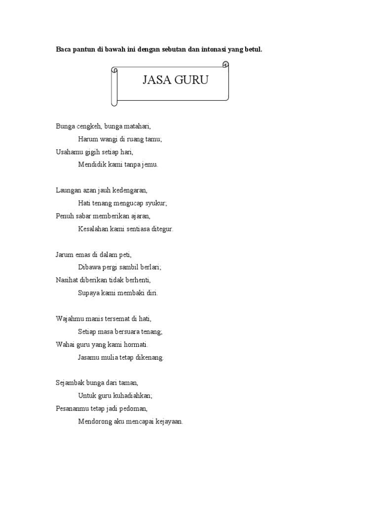 Pantun Jasa Guru | PDF