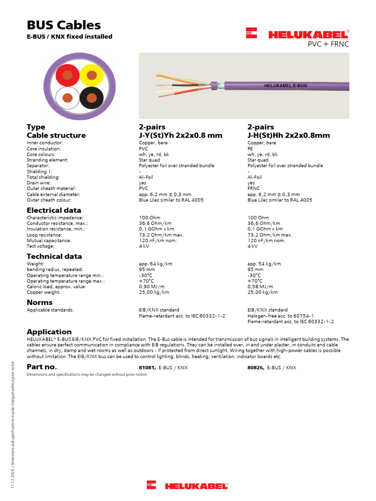 E-BUS/KNX Cable Specifications Guide | PDF | Transmission Line ...