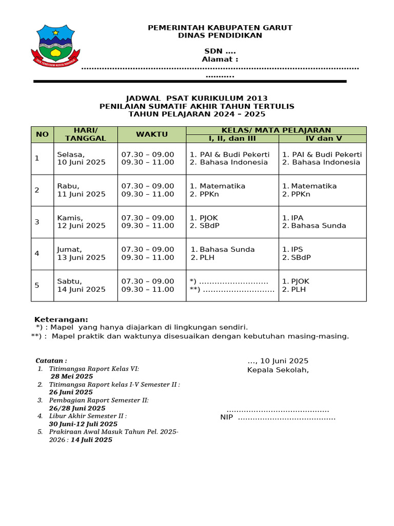 Jadwal PSAT 2024-2025 | PDF