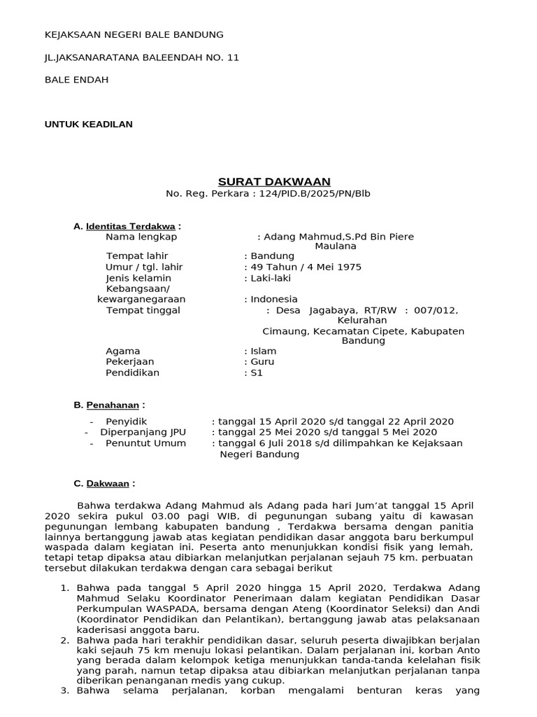 Surat Dakwaan Adang Mahmud | PDF