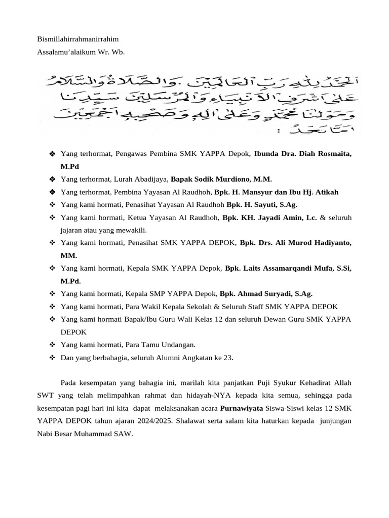 Purnawiyata SMK YAPPA Depok 2025 | PDF