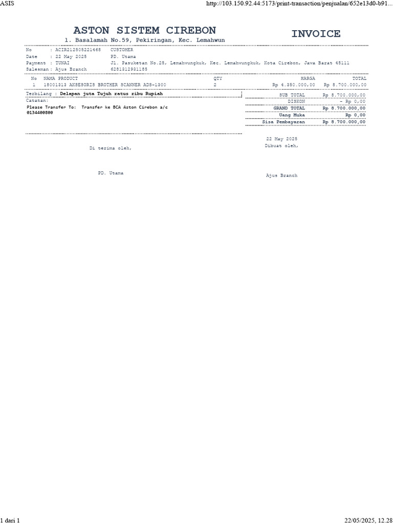 Invoice PD Utama | PDF