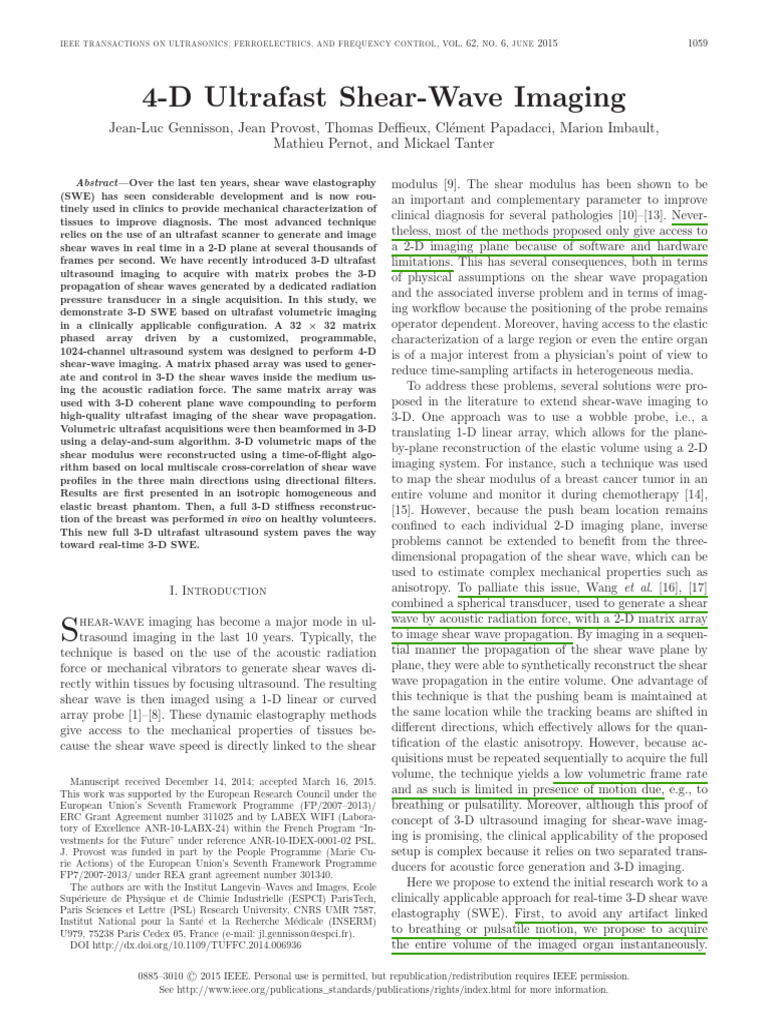 4-D Ultrafast Shear-Wave Imaging Tanter | PDF | Medical Imaging | Waves