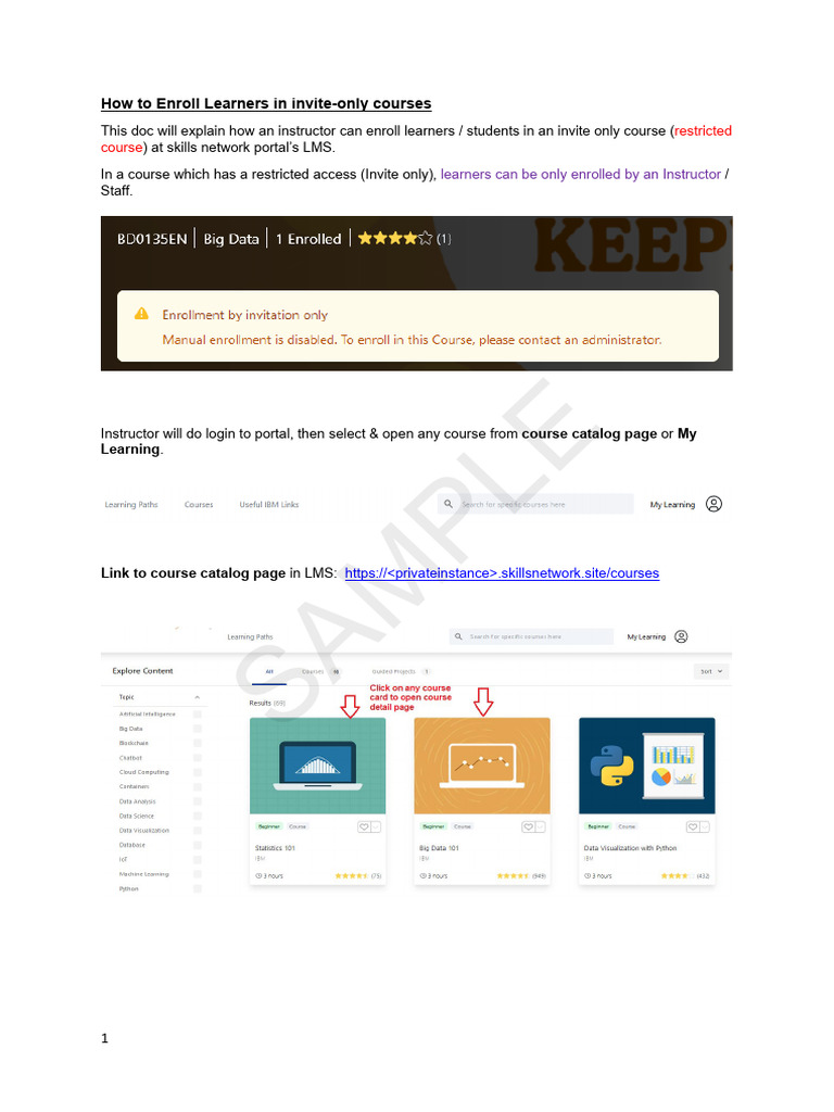 Enroll Learners in Invite-Only Courses | PDF