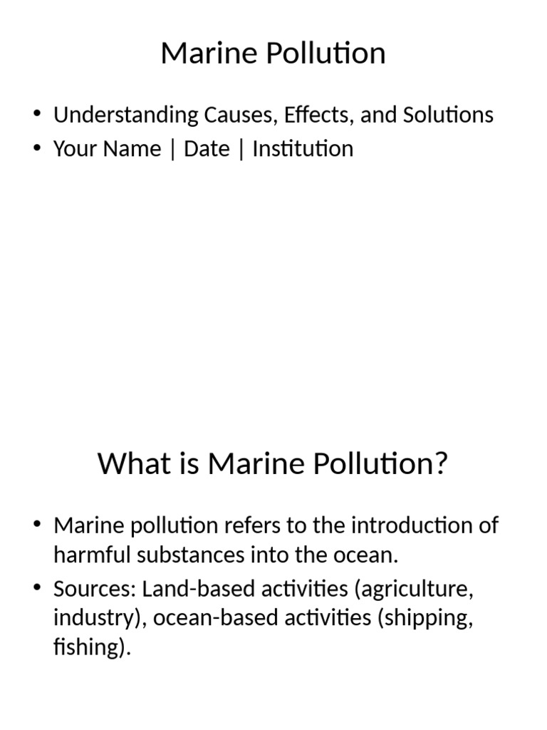 Marine Pollution: Causes and Solutions | PDF