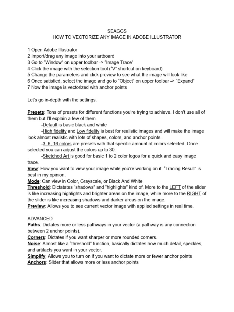 How to Vectorize Any Image in Adobe Illustrator (With Examples) | PDF | Adobe Illustrator ...