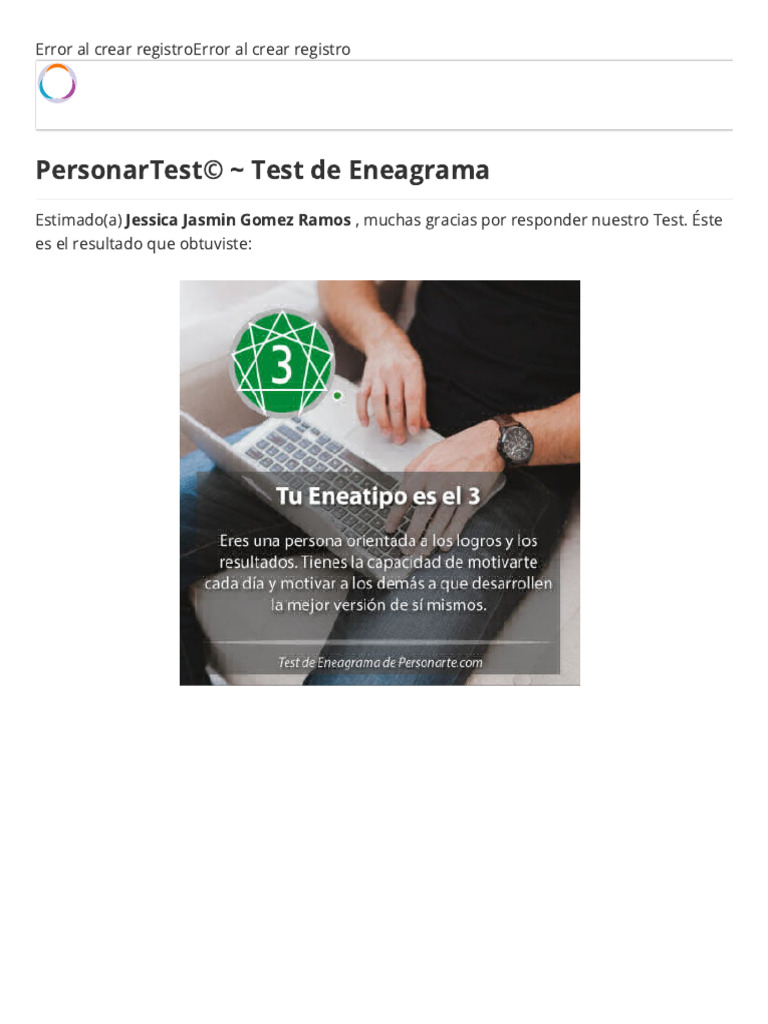 Resultados del Test de Eneagrama 3 | PDF | Eneagrama de la personalidad ...